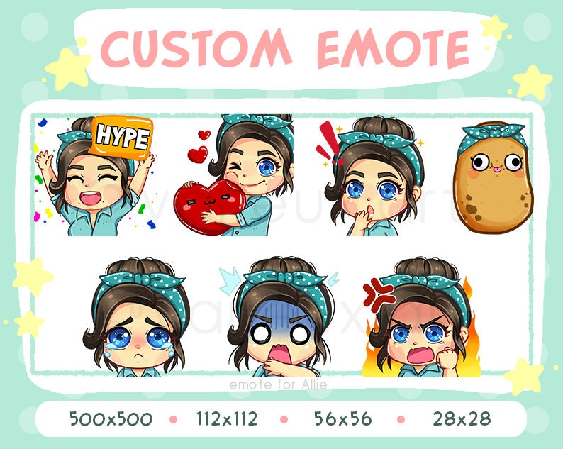 Custom cute chibi emotes commission | Etsy