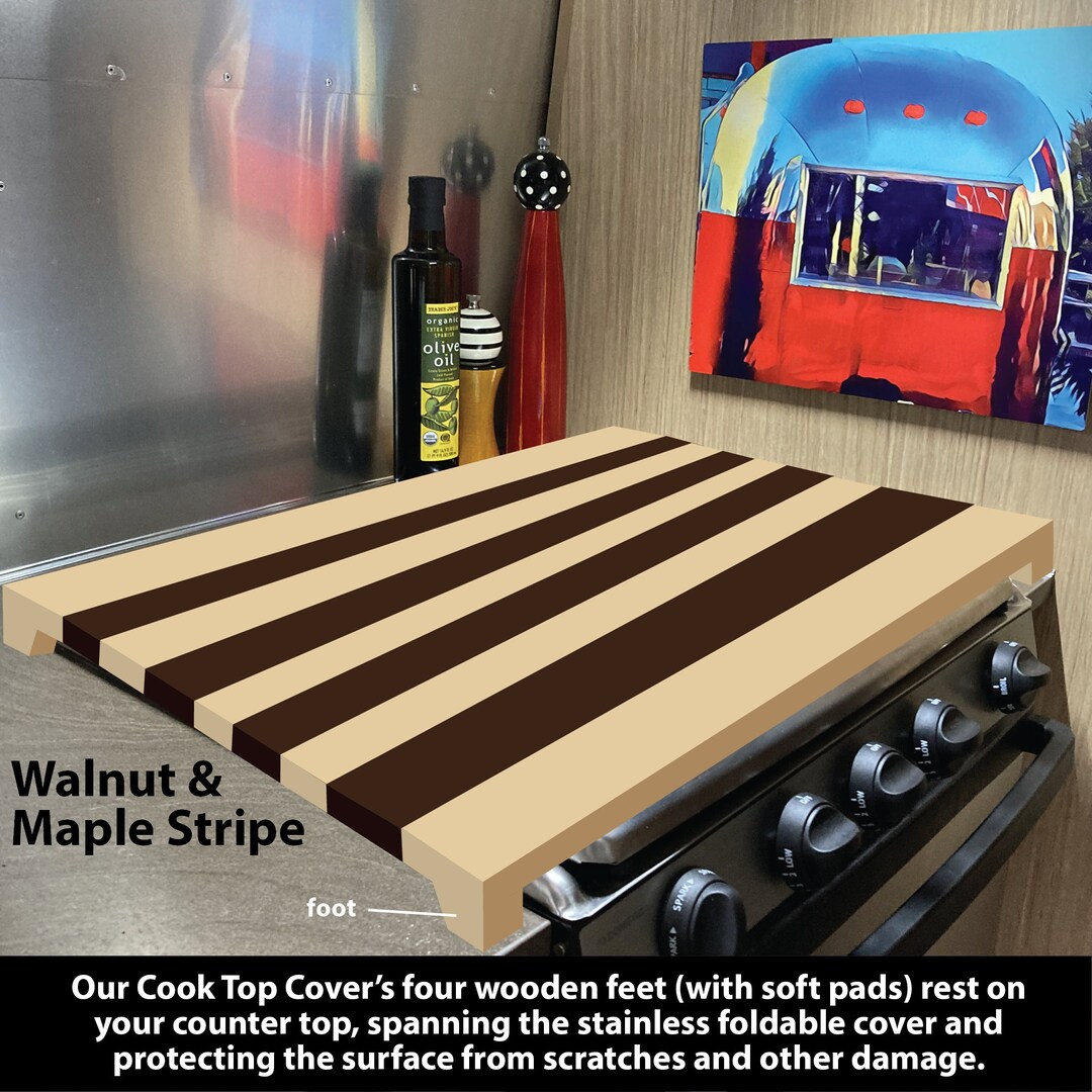 Airstream Cooktop Cover, Stove Cover, Airstream Decor, Walnut & Maple ...