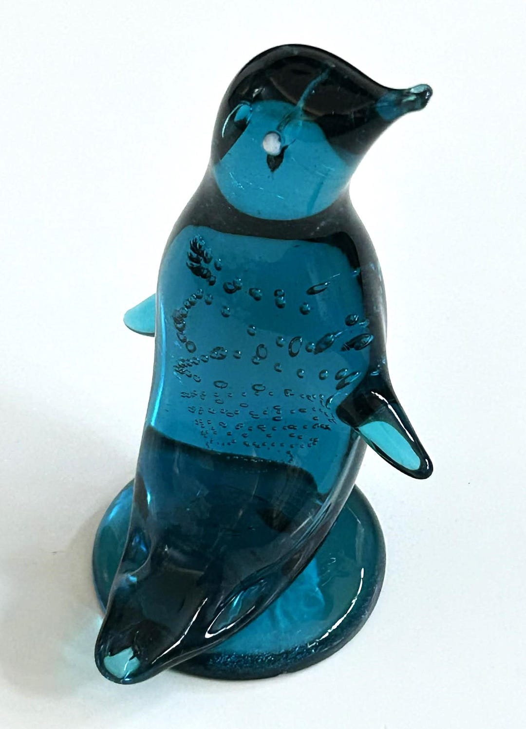 Vintage Altaglass Teal Glass Penguin, Art Glass Bird Figure, Medicine ...