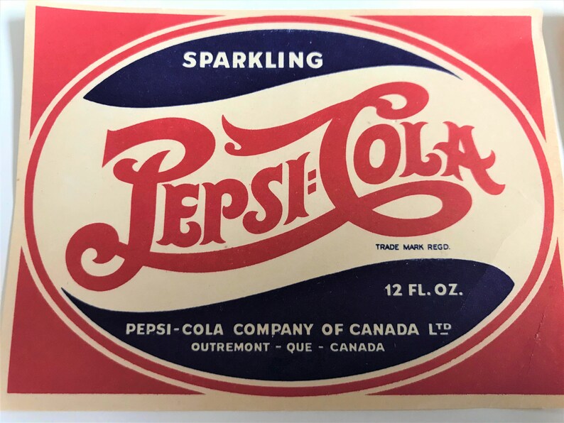 1940s Pepsi:cola Double Dot Labels, Red and Blue, Vintage Lot, Antique ...