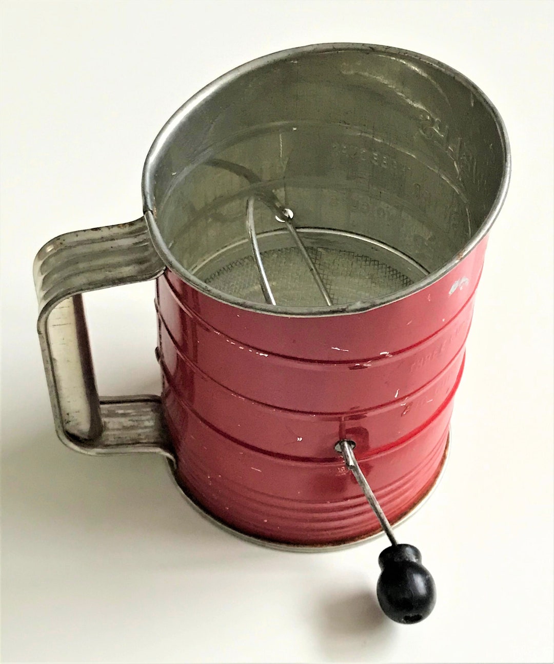 1950s Red Enamel Bromwell's Measuring Sifter, 3 Cups, Vintage Kitchen ...