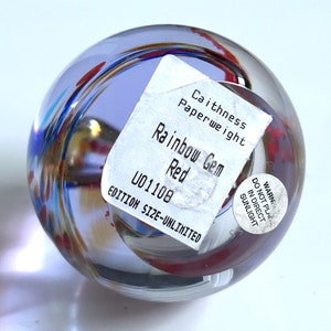 Medium Caithness Rainbow Gem Red Art Glass Paperweight, Controlled ...