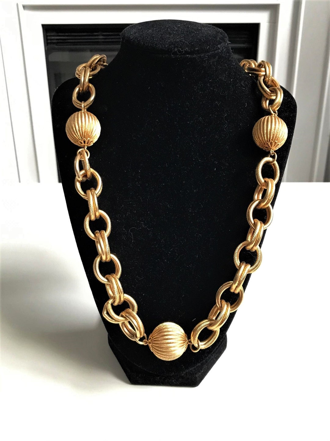 Vintage Coro Pegasus Statement Gold Tone Ball Necklace, Chunky Jewelry ...