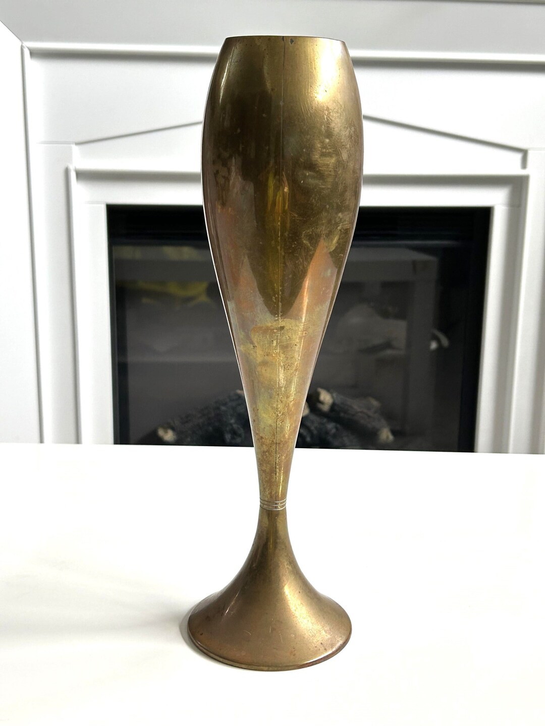 Early 1900s F & R Fischer Brass Torpedo Shaped Vase Vase, Arts and ...