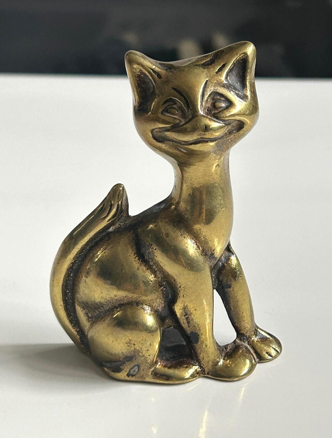 Cheeky Vintage Peerage England Brass Cat Figurine, Brass Cheshire Cat ...