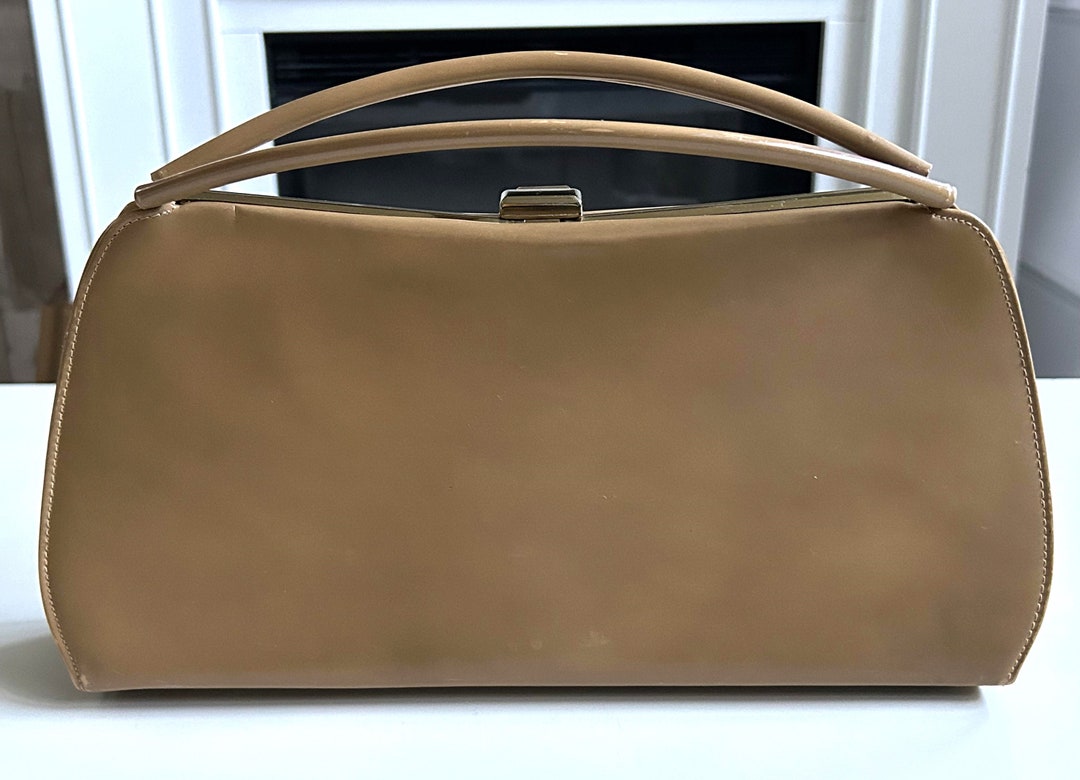 Vintage Neutral Purse, Tan Colored Bag, 1960s 1970s Faux Leather Purse ...