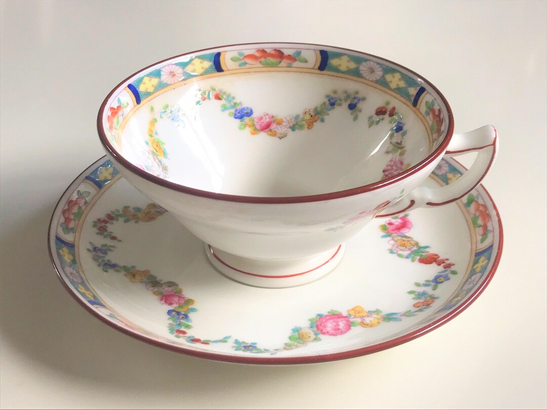 Older Smooth Minton Rose Footed Cup and Saucer, 1912-1950 Stamp, A4 807 ...