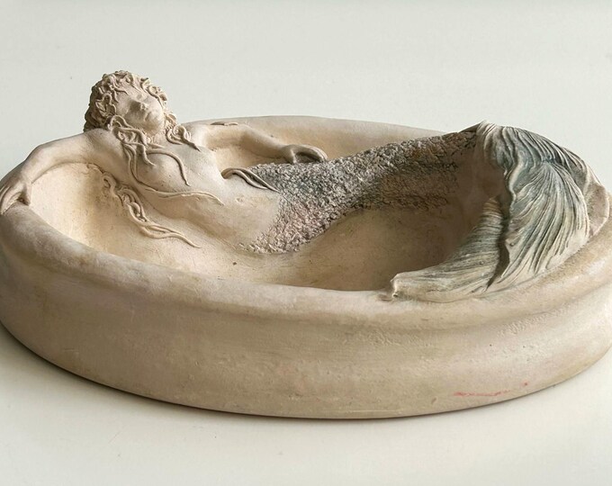 Art Nouveau Style Pottery Mermaid Dish, Studio Pottery Artist Signed V ...