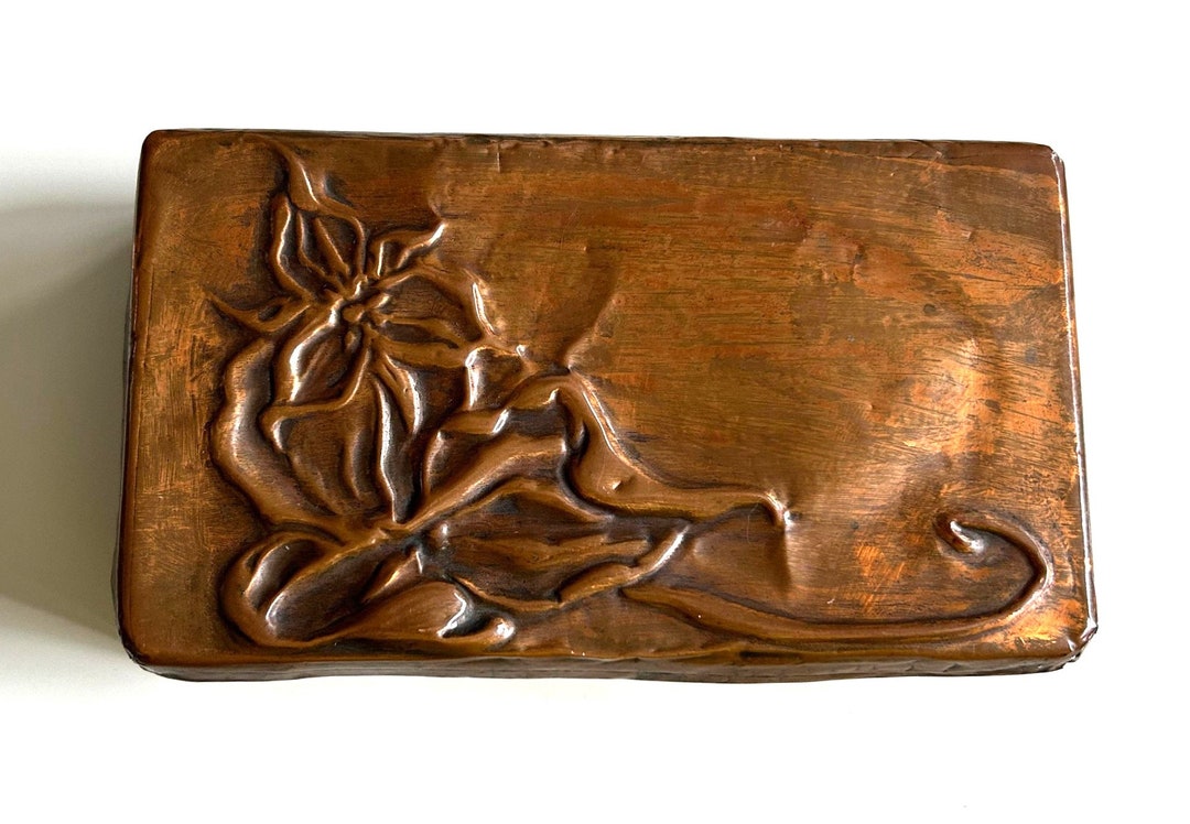 Antique Copper Repousse Box, Art Nouveau Décor, Vintage Folk Art ...