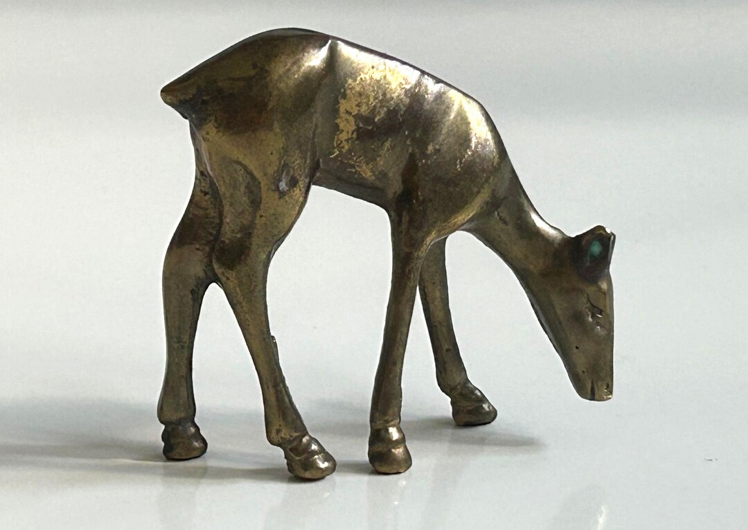 Extra Small Brass Deer Figurine, Baby Fawn Forest Critters, Vintage ...