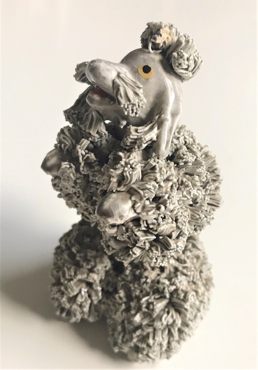 Vintage Spaghetti Poodle Begging Pose, 1950s Kitsch Decor, Grey Dog ...