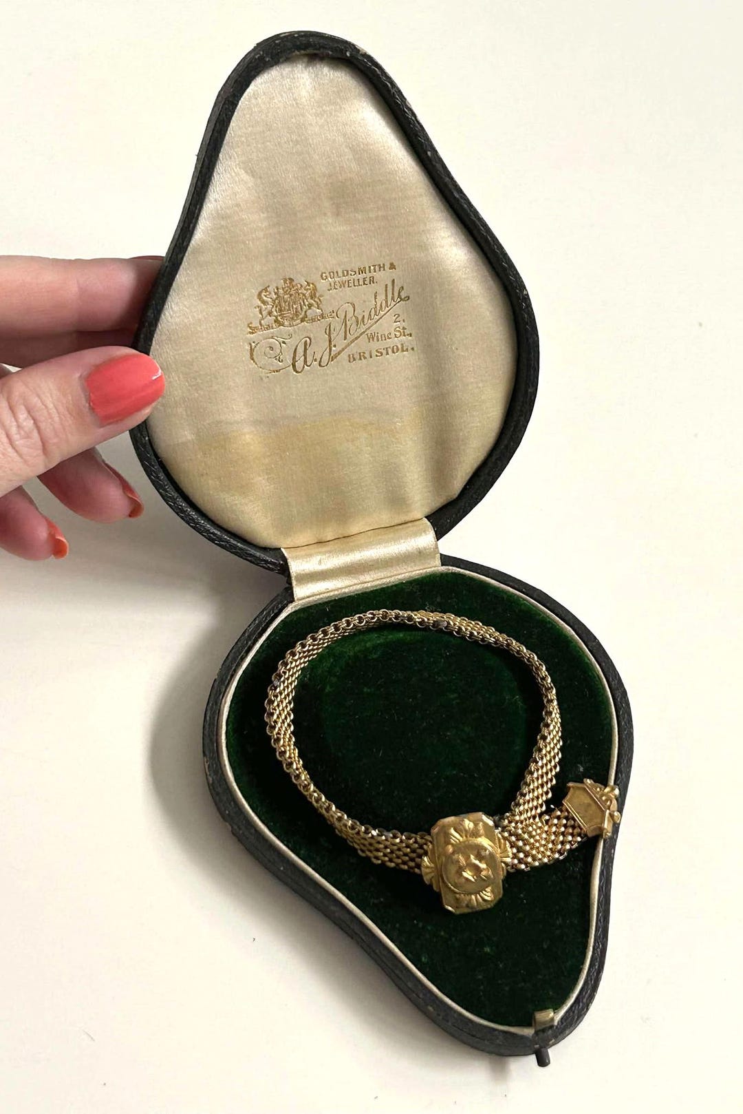 Antique Presentation Box, Edwardian Leather Bracelet Box, Goldsmith and ...