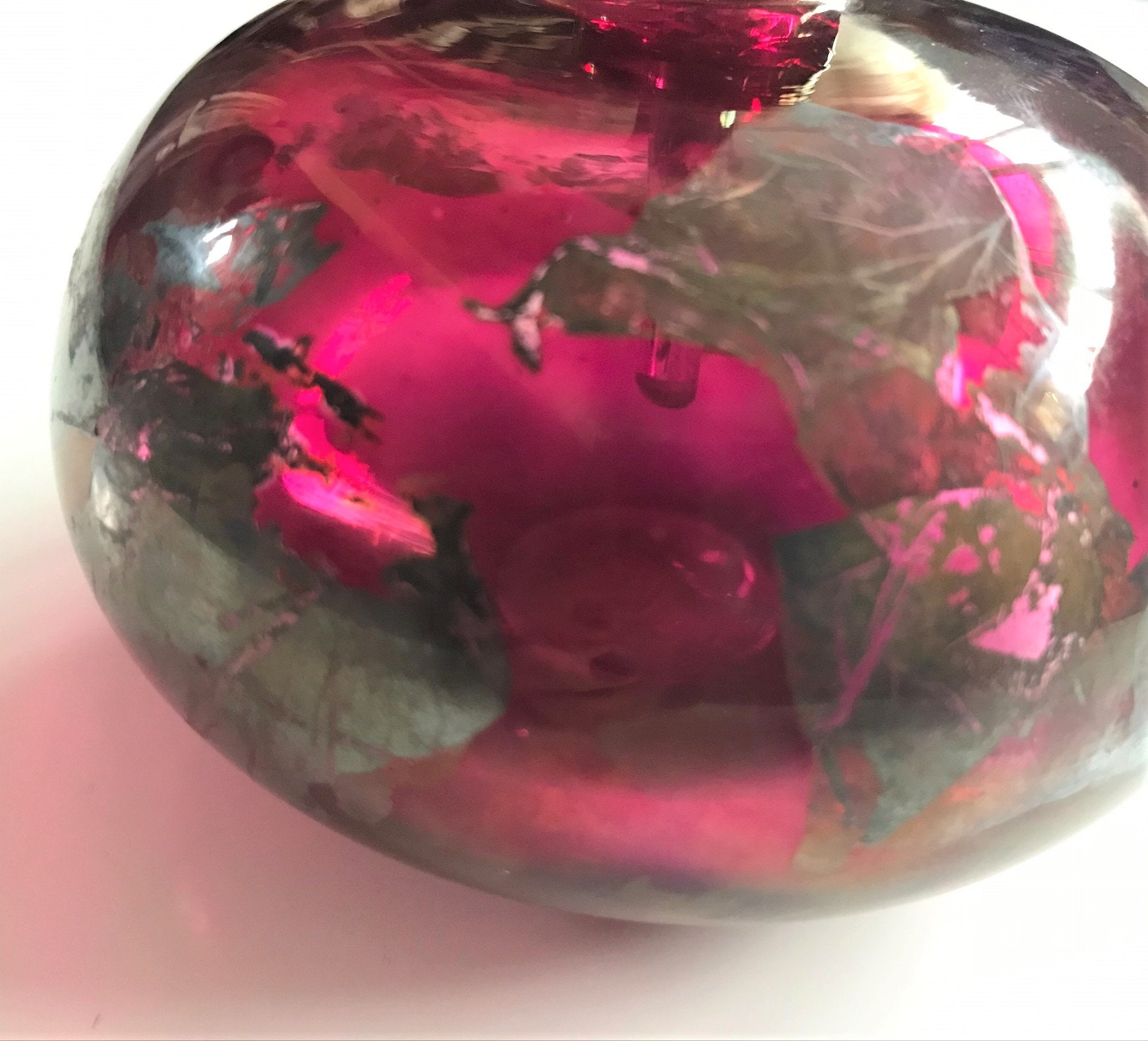 Cranberry Iridescent Art Glass Perfume Bottle Pressed Leaf - Etsy