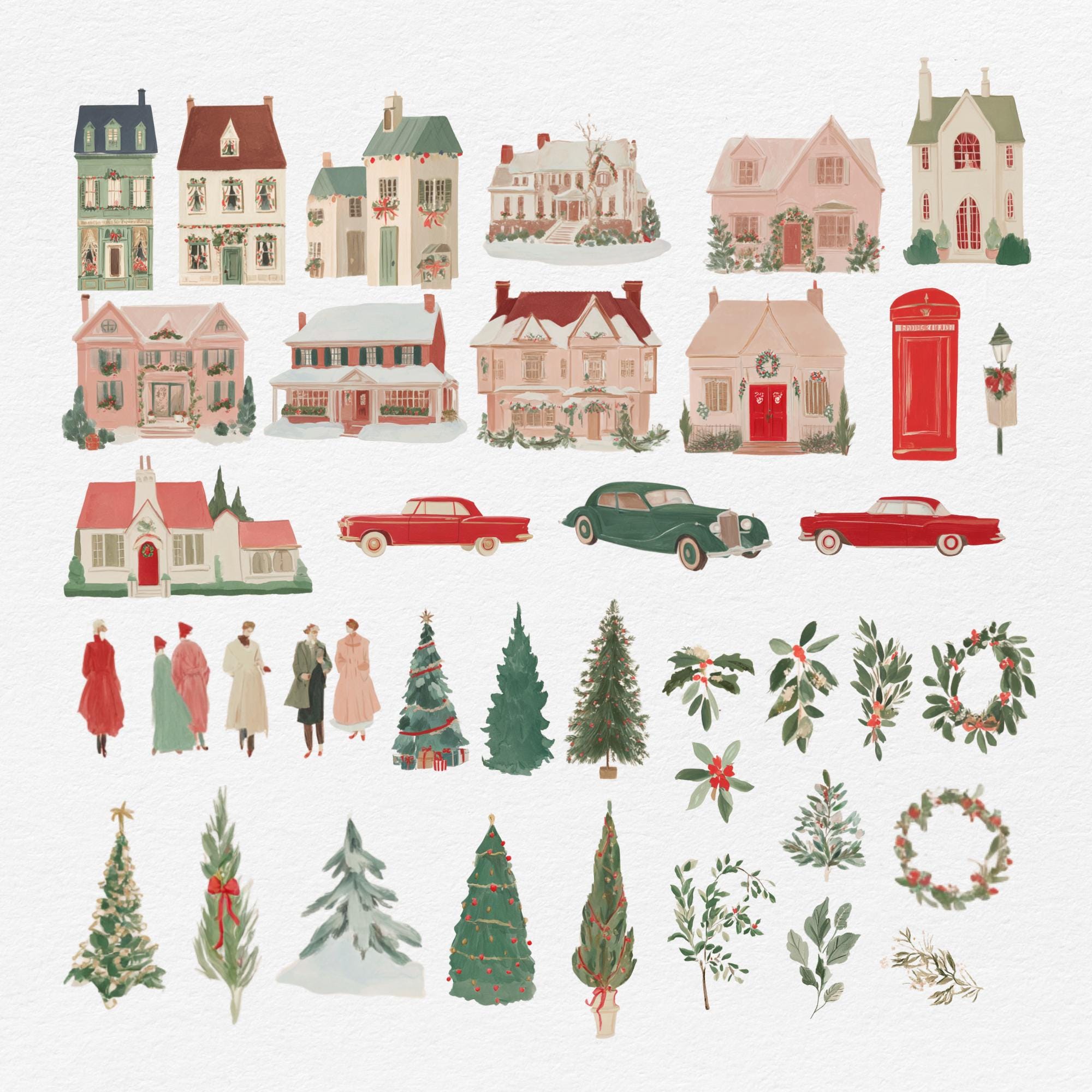 72 Watercolor Christmas Clipart Bundle – Hand-drawn Illustration, PNG ...