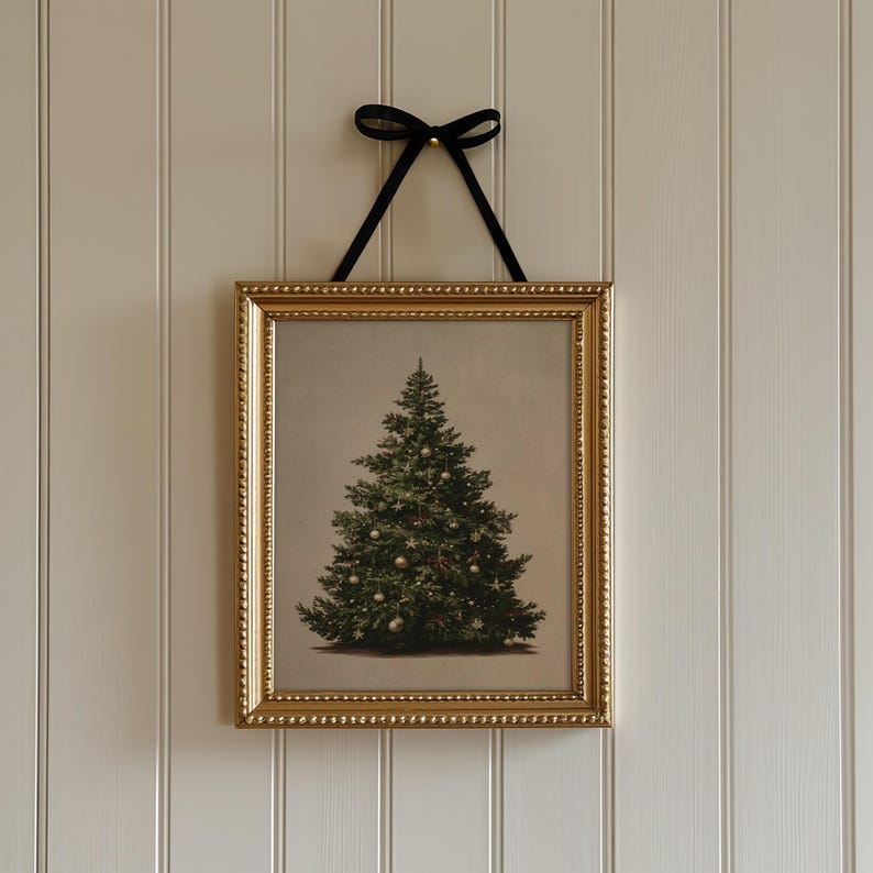 PRINTABLE Christmas Tree Print - Vintage Holiday Wall Art, Antique ...