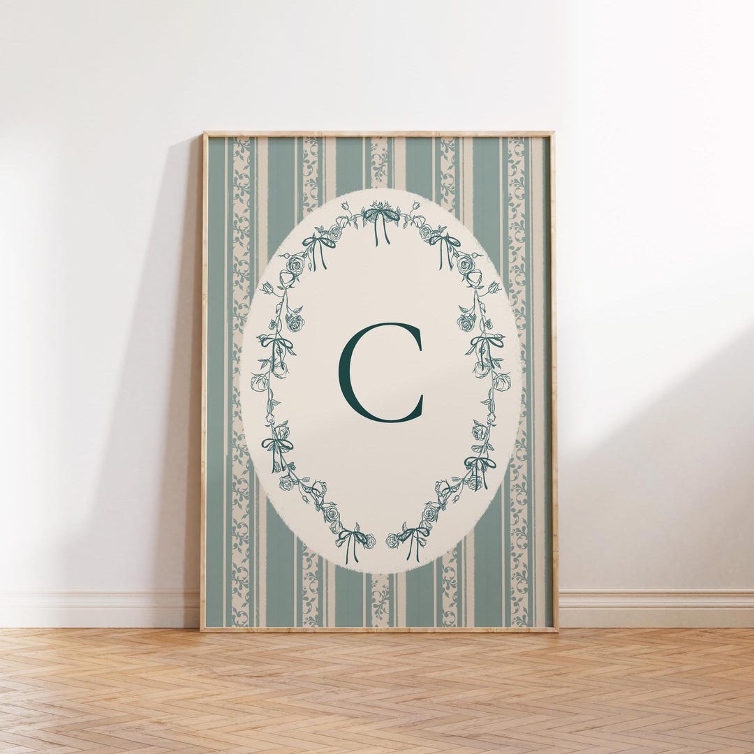 Letter 'C' Wall Art, Muted Color Letter Art, Victorian Style Wall Art ...
