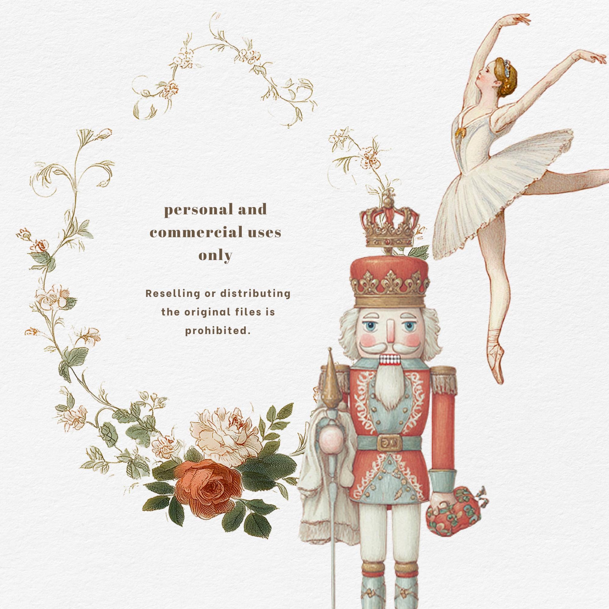 Vintage Nutcracker Clipart Set – Christmas Ballet PNG & SVG Bundle, 300 ...