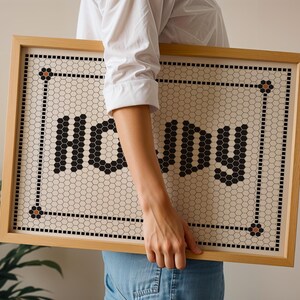Howdy Wall Print, Bistro Tile Poster, Trendy Mosaic Tile Wall Art ...