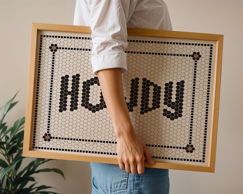 Howdy Wall Print, Bistro Tile Poster, Trendy Mosaic Tile Wall Art ...