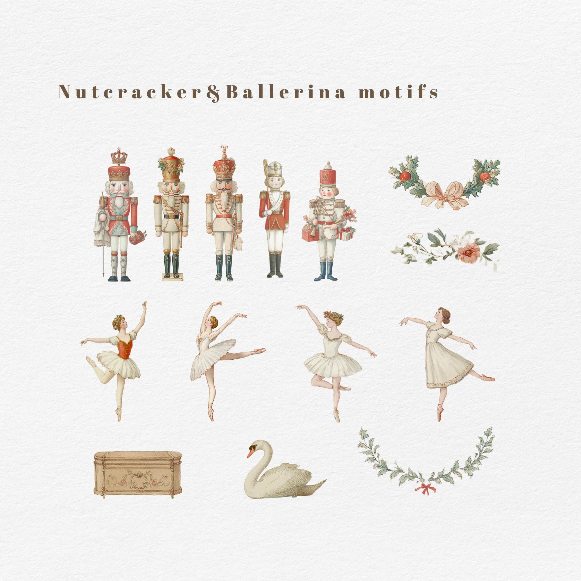 Vintage Nutcracker Clipart Set – Christmas Ballet PNG & SVG Bundle, 300 ...