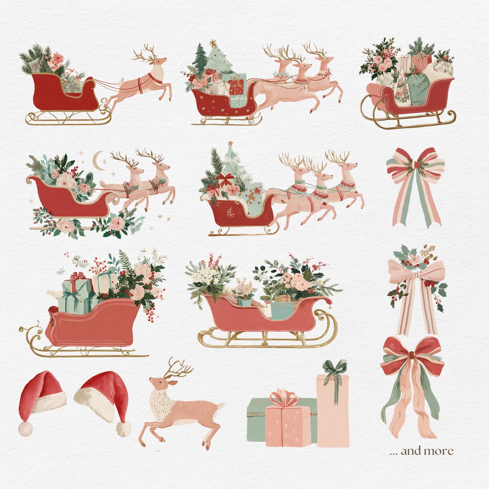 72 Watercolor Christmas Clipart Bundle – Hand-drawn Illustration, PNG ...