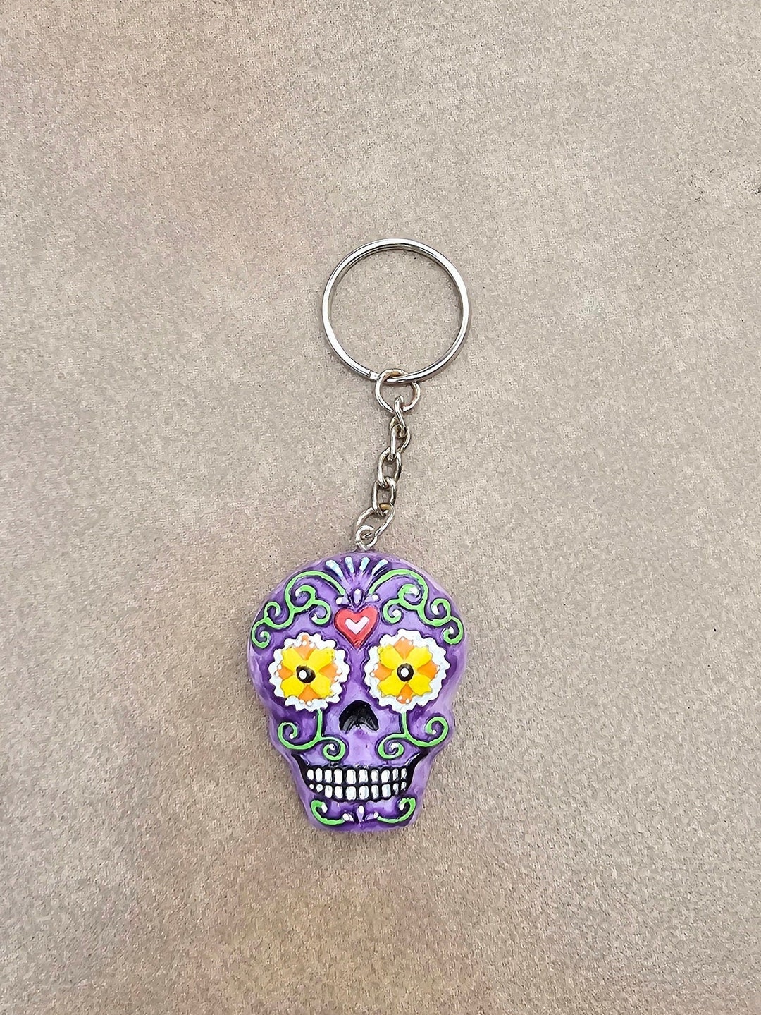 Sugar Skull Keychain Ornate Sugar Skull Spooky Keychain - Etsy