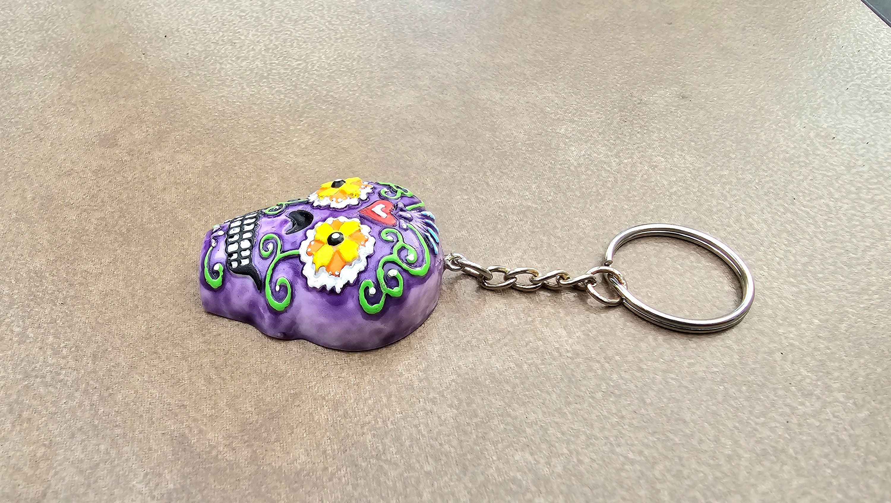 Sugar Skull Keychain Ornate Sugar Skull Spooky Keychain - Etsy