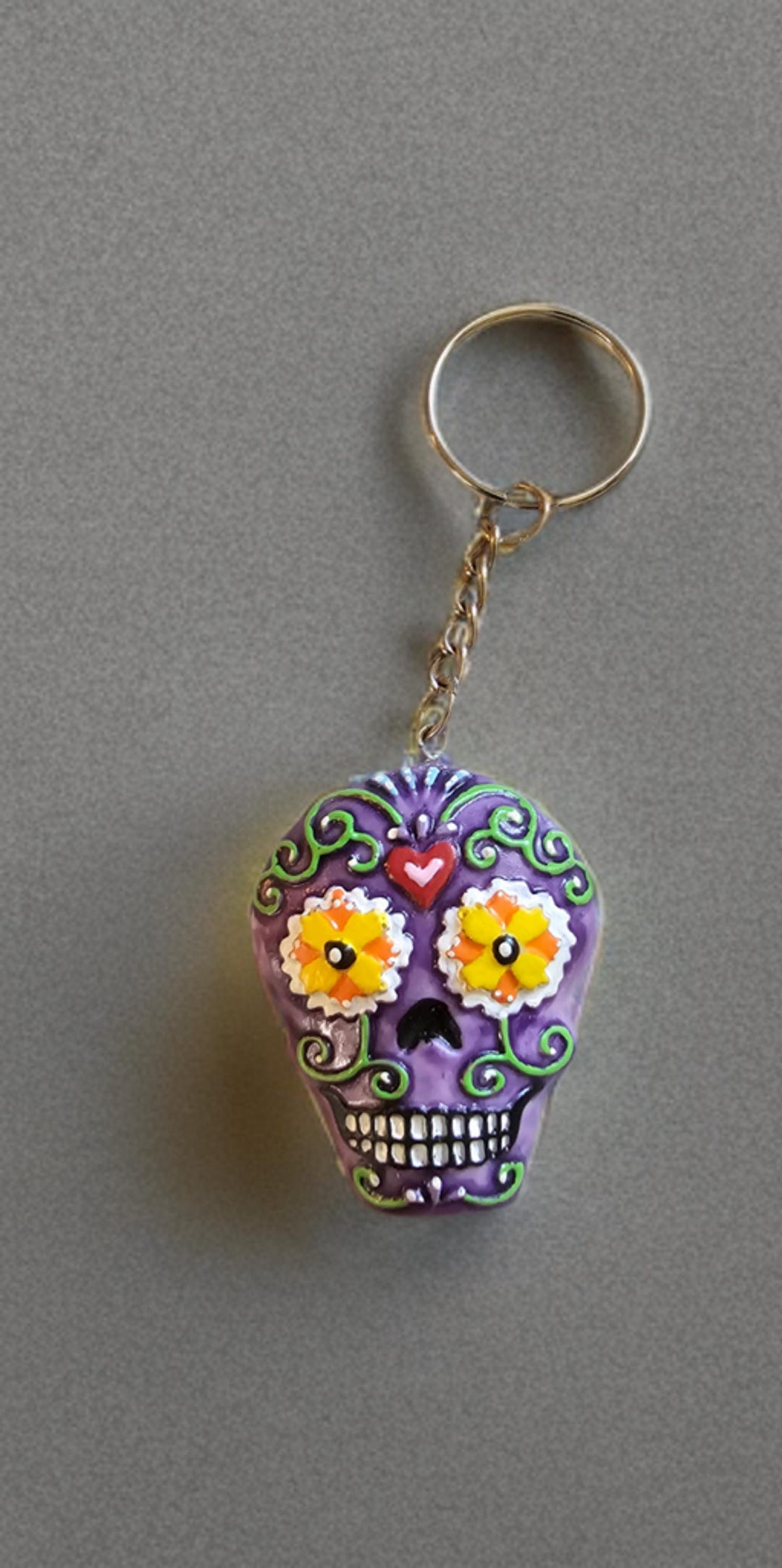 Sugar Skull Keychain, Day of the Dead Keychain, Sugar Skull Charm ...