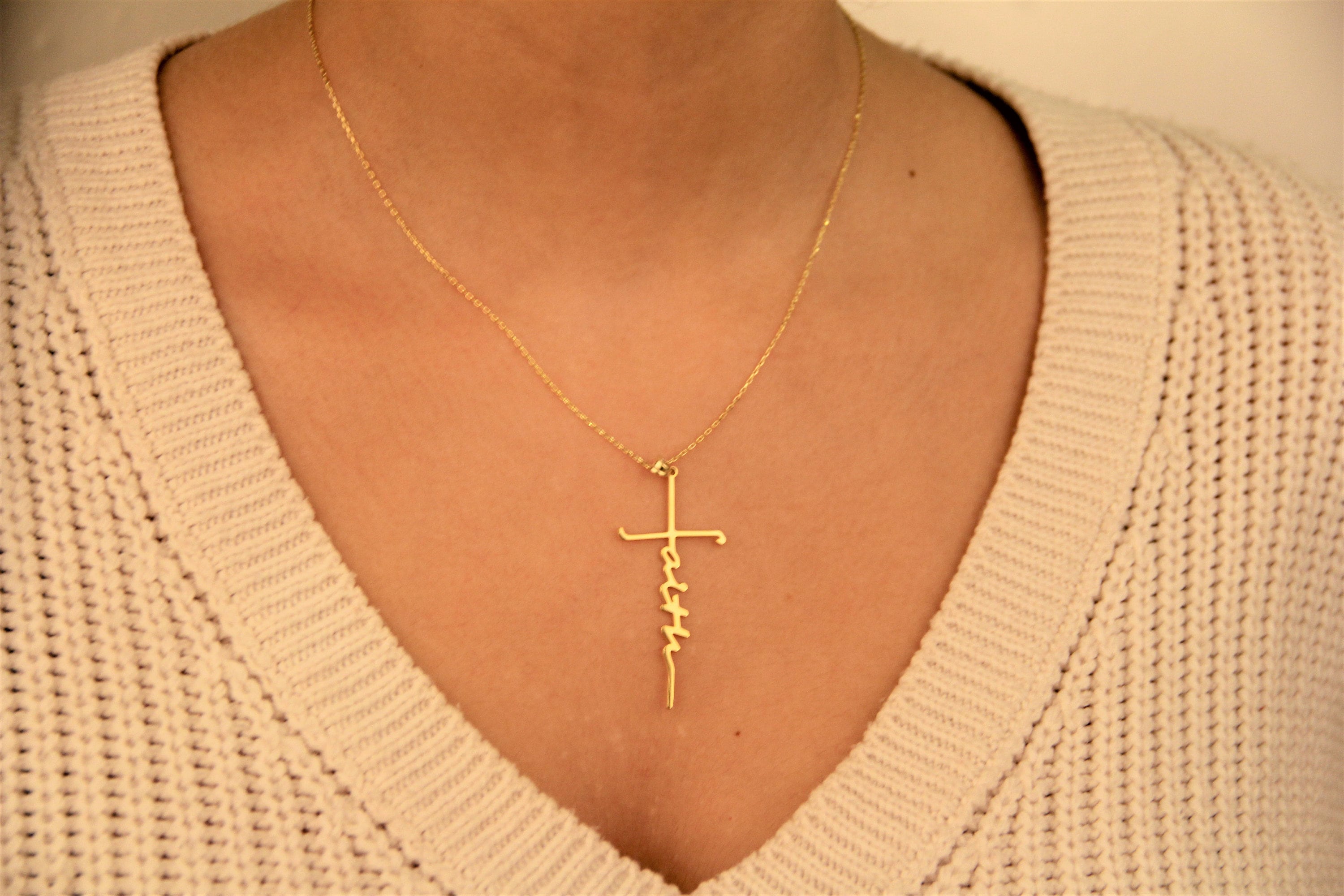 Collar de cruz de fe collar de religión delicada collares | Etsy