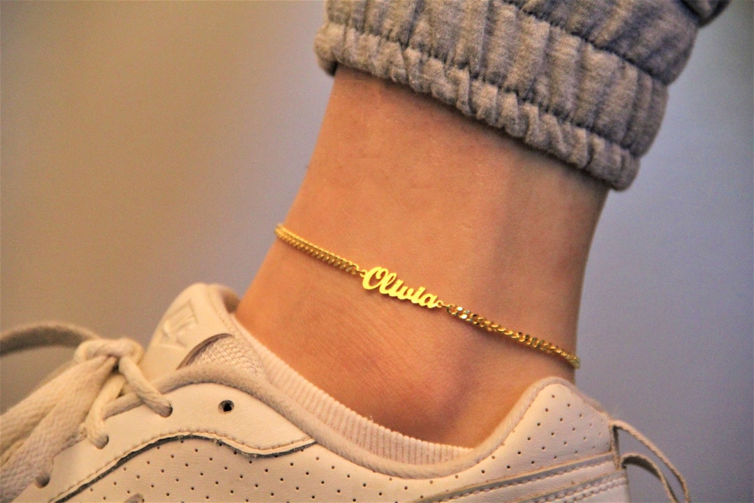 Personalized Name Anklet Custom Name Anklet Gold Filled Anklet Custom ...