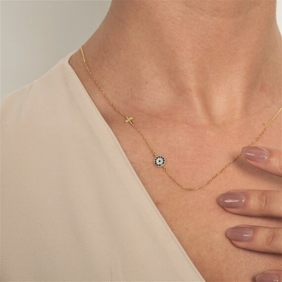 Evil Eye Cross Necklace Evil Eye Necklace Cross Necklace - Etsy