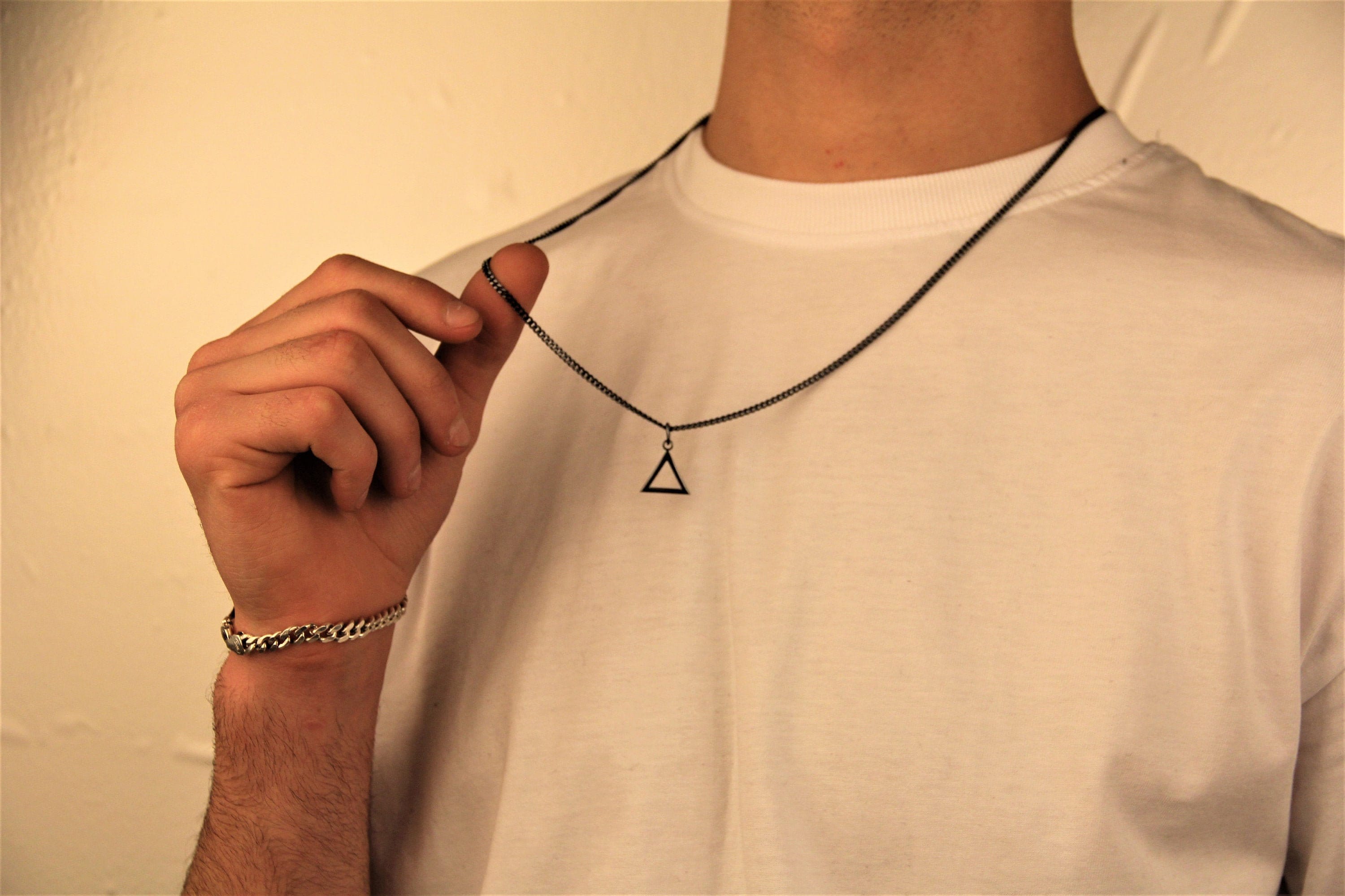 Men Triangle Necklace Custom Men Necklace Mens Necklace | Etsy