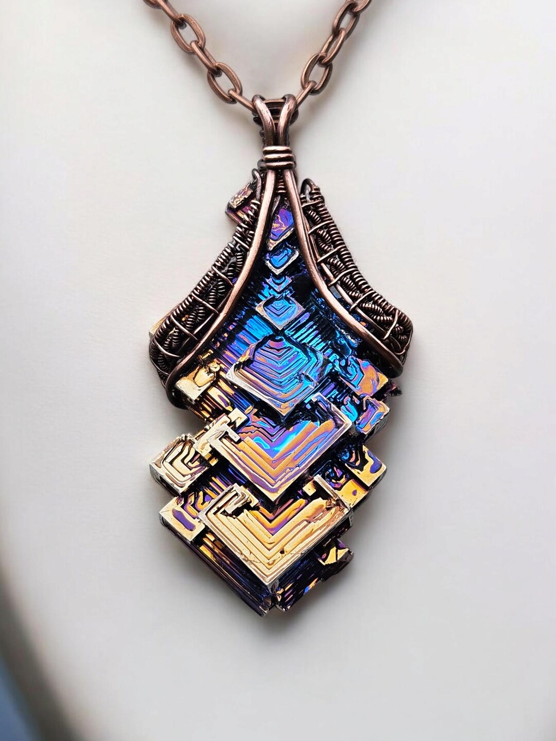 Large Copper Bismuth Pendant - Etsy