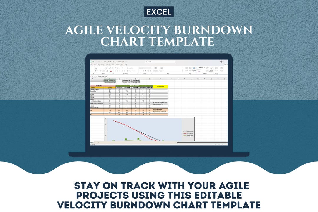 Agile Burndown Chart & Sprint Velocity Tracker | Editable Excel ...