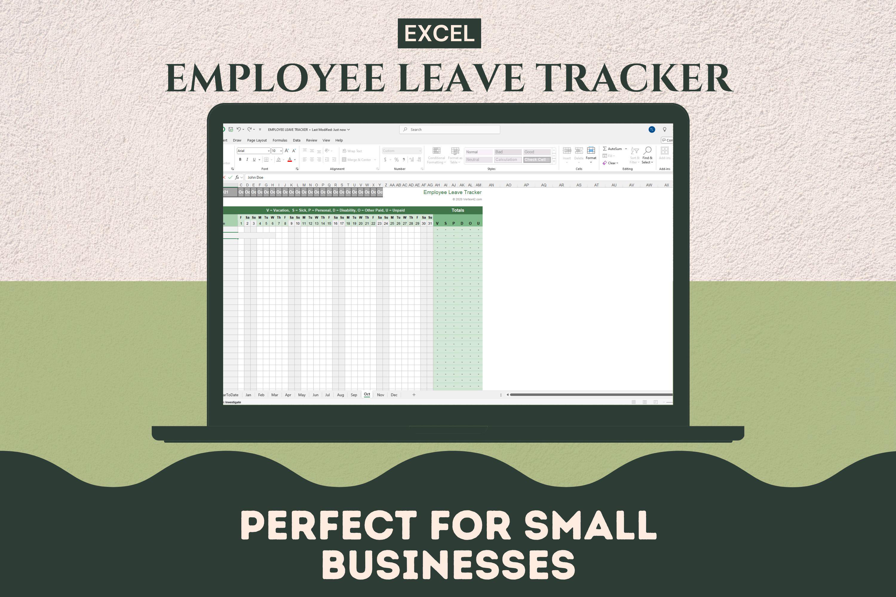 Employee Leave Tracker | Vacation & Sick Days Excel Template for Teams ...