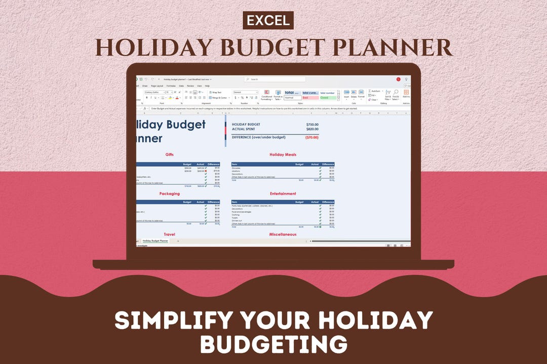Holiday Budget Planner Excel | Expense Tracker for Gifts, Meals, and ...