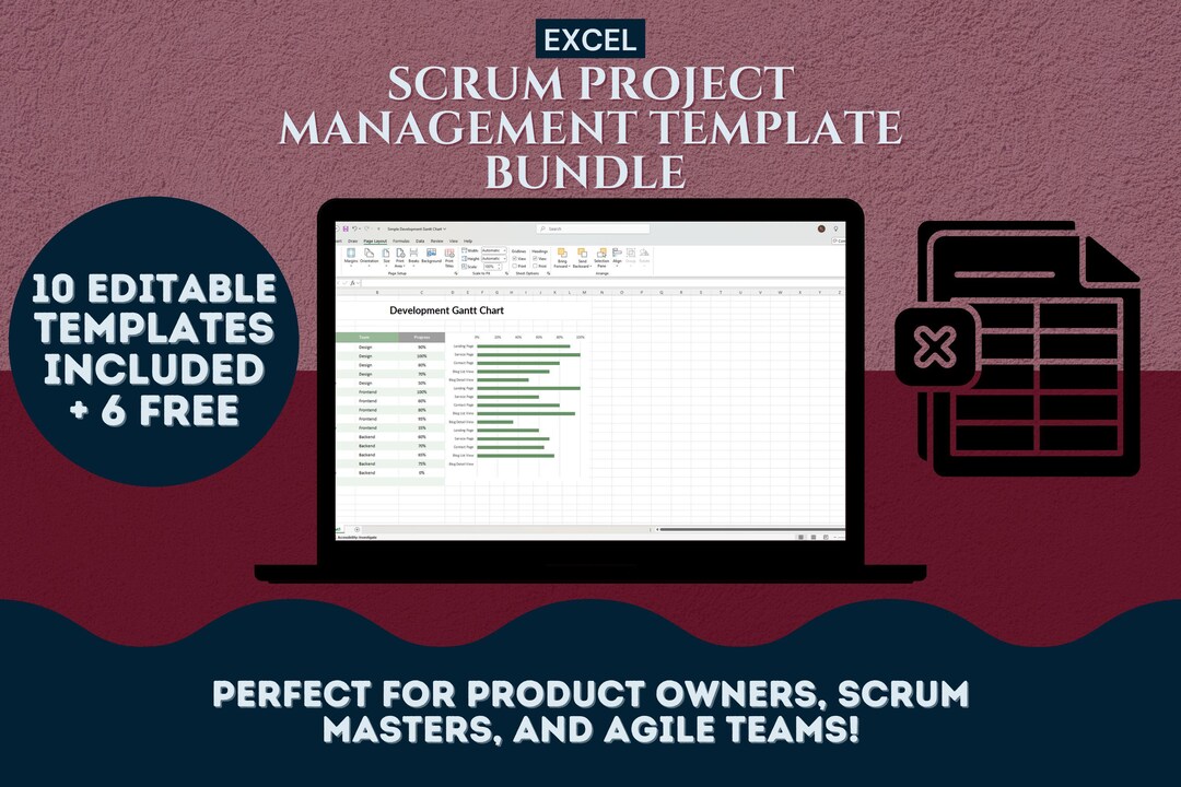 Scrum Project Management Template Bundle | Gantt Charts, Milestone ...