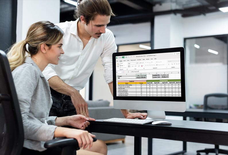 Agile Burndown Chart Excel Template | Sprint Velocity Tracker & Project ...