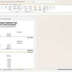 Profit and Loss Statement Excel Template for Small Business (pnl ...