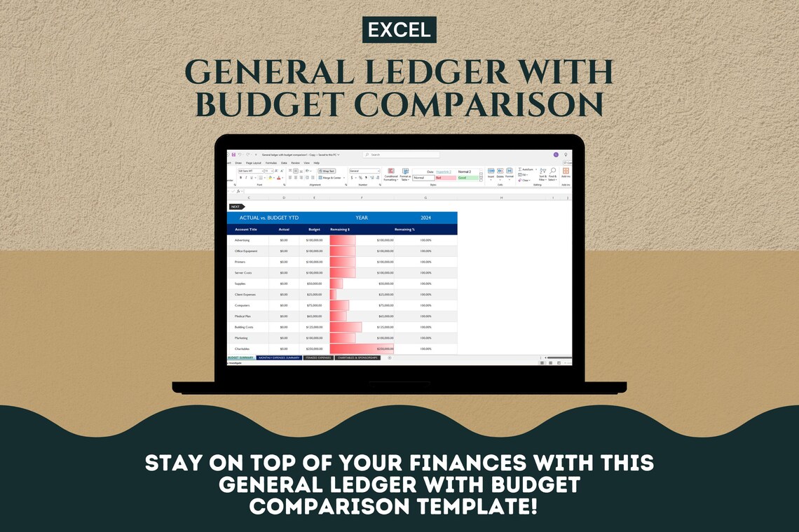 Budget Comparison General Ledger: Monthly Financial Planning (excel) - Etsy