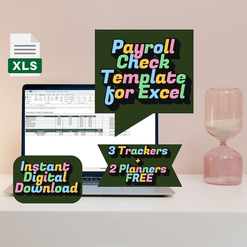 Payroll Check Template for Excel | Small Business Payroll Tracker | Printable Pay Stub ...