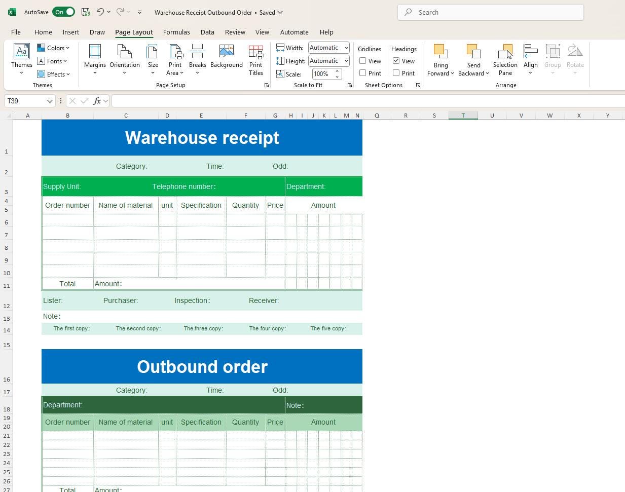 Warehouse Receipt & Outbound Order Template: Excel Inventory Log ...