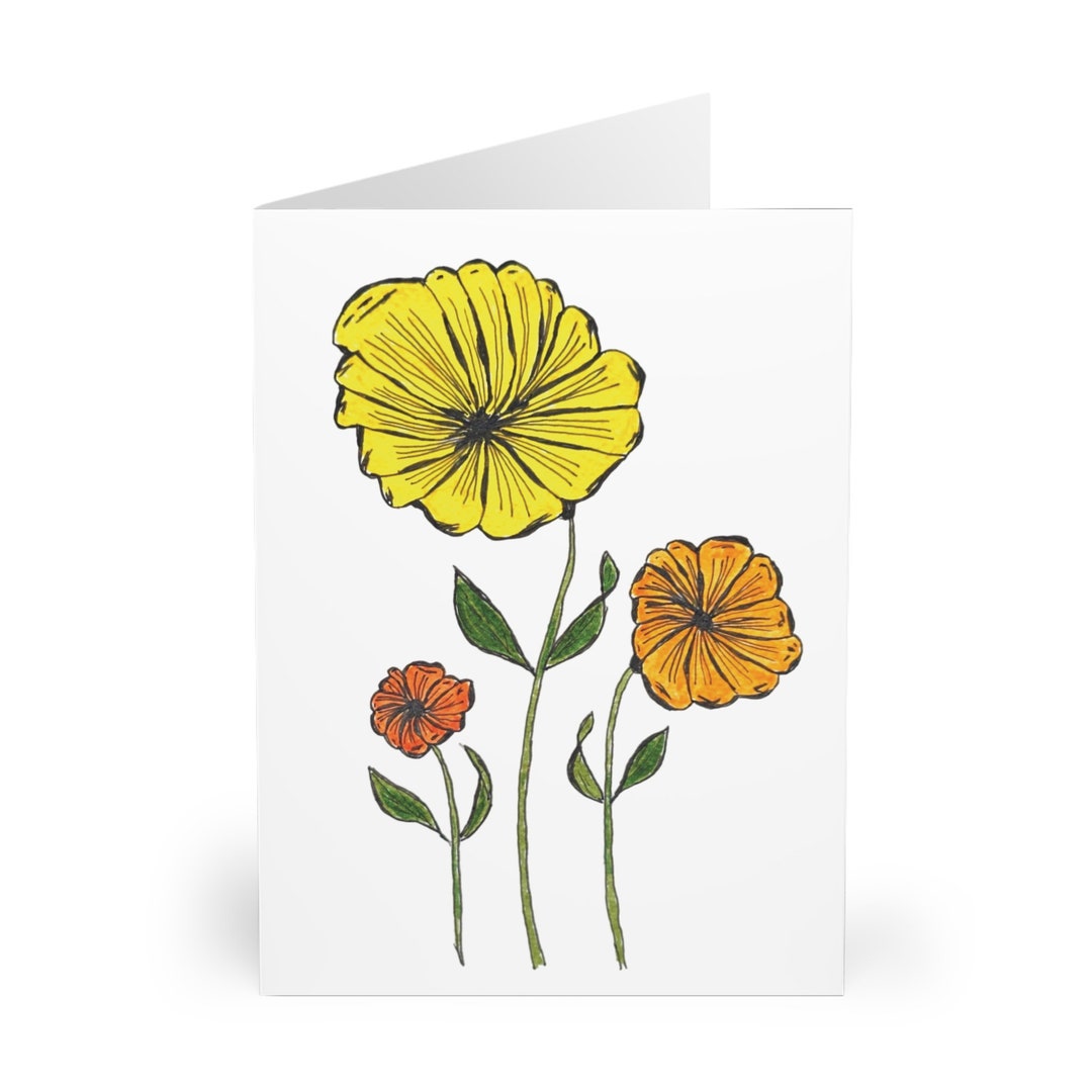 Unique Watercolor Floral Design Greeting Cards 5 Pack - Etsy