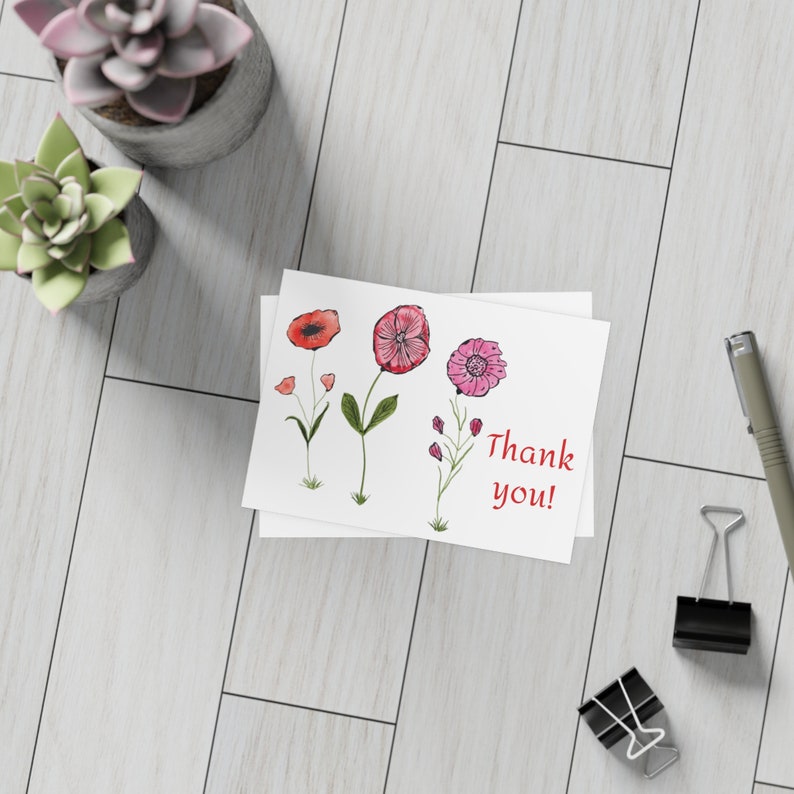 Watercolor Flower Thank You Postcard Bundles (envelopes Included) - Etsy