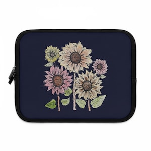 Sunflower Laptop Sleeve, Watercolor Floral Artwork Case, Protective ...