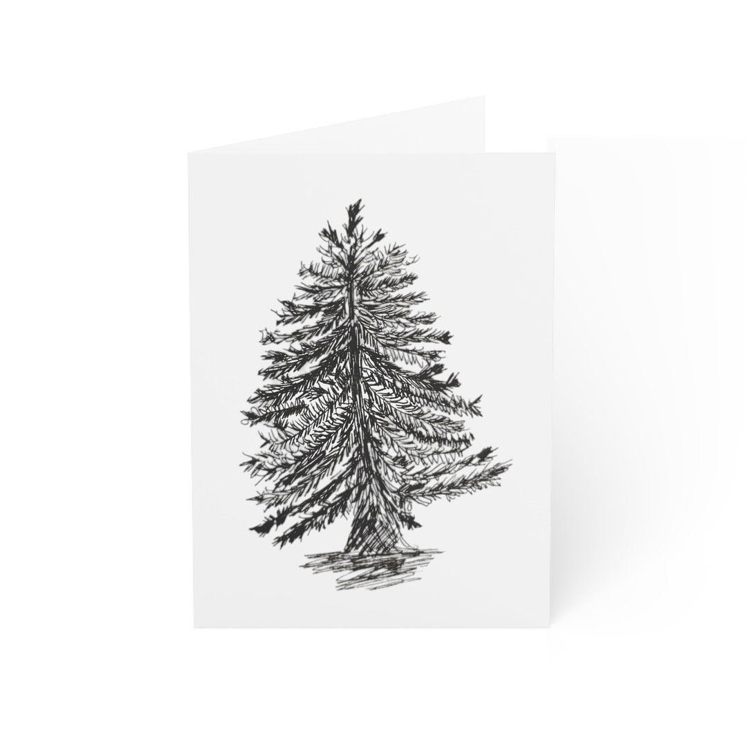 Spruce Tree Drawing Blank Greeting Cards 10, 30, or 50pcs - Etsy