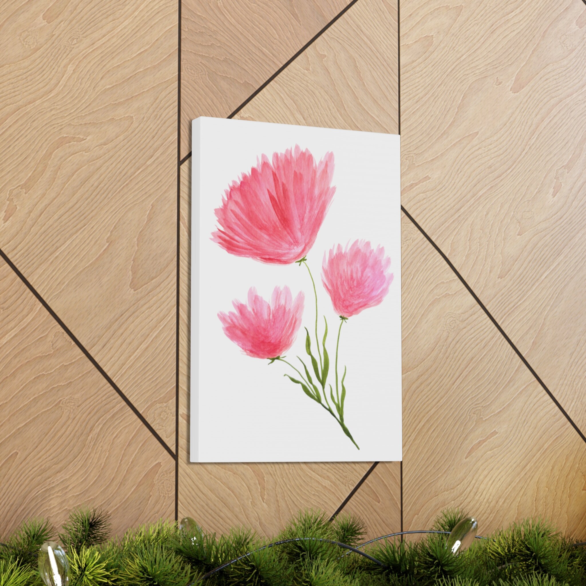 Original Pink Flowers Watercolor Canvas Gallery Wraps - Etsy