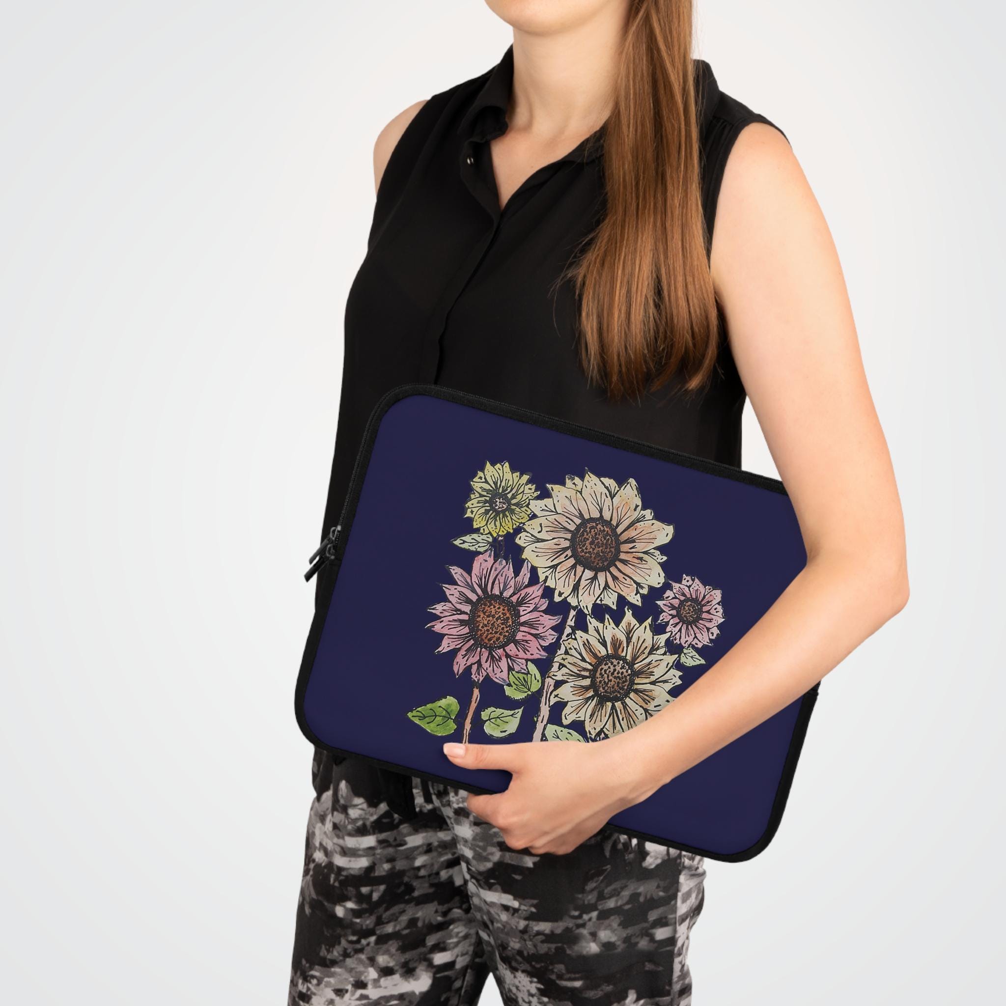Sunflower Laptop Sleeve, Watercolor Floral Artwork Case, Protective ...