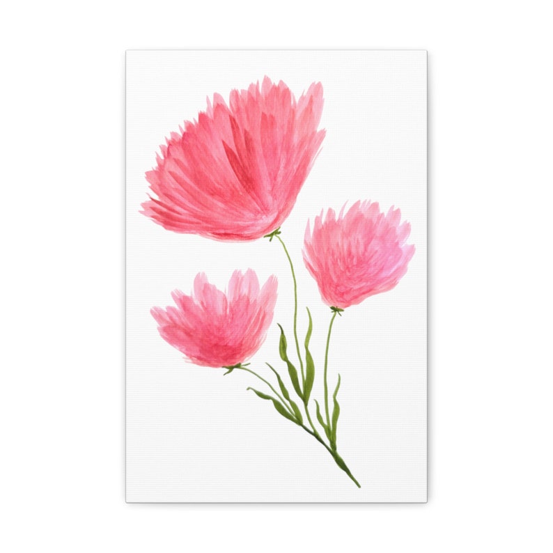 Original Pink Flowers Watercolor Canvas Gallery Wraps - Etsy
