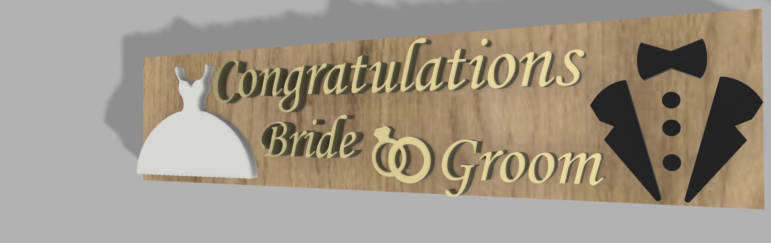 Wedding Congratulations Wood Sign, 6" Sign, Many Colours, Any Font ...